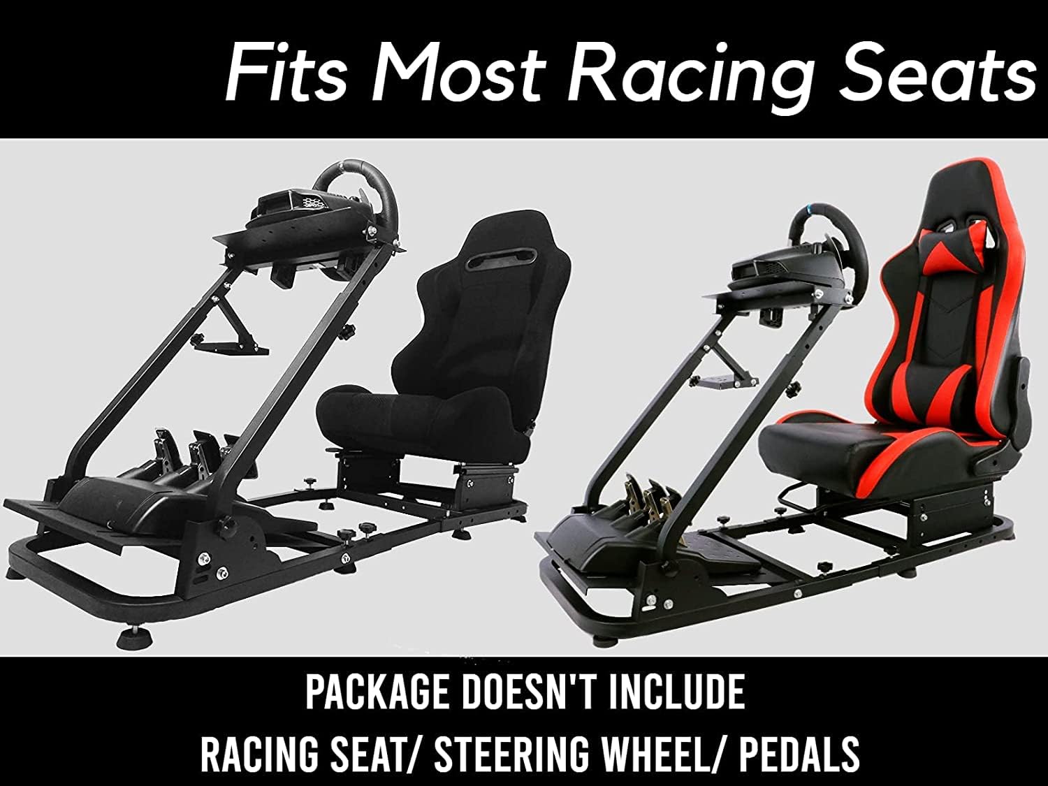 Minneer Robust Racing Simulator Cockpit/Fit for Thrustmaster,FANTEC,logitech G25,G29,G92,G923 /Height Adjustable Gaming Steering Wheel Stand/Wheel&Pedals Not Included