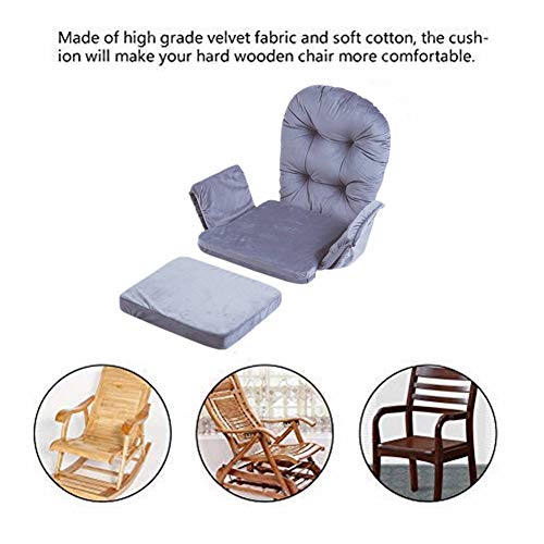 Zerone Soft Velvet Cotton Chair Cushions and Stool Pad Set,Glider Rocker Replacement Cushions,Glider Rocker Replacement Cushions with Storage Pockets