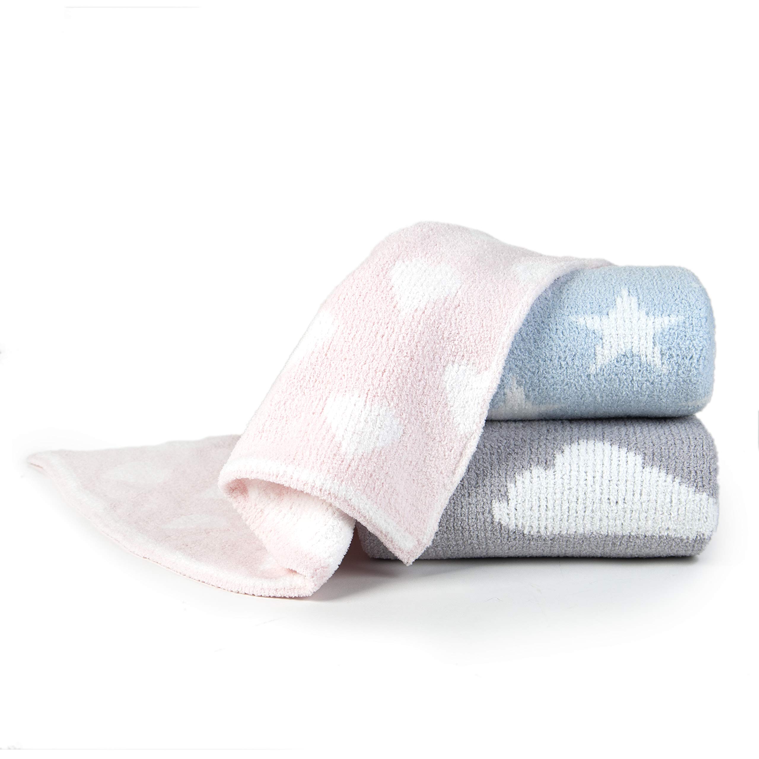 Tadpoles Ultra Soft Reversible Chenille Baby Blanket - Stars Blue | 30" x 40" | Made of 100% Microfiber Polyester | Soft, Gentle & Hypoallergenic | Ideal as a Swaddle, Receiving Blanket & More