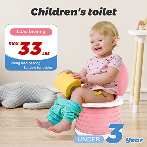๐ง๐ฟ๐ฎ๐๐ฒ๐น ๐ฃ๐ผ๐๐๐ Portable Potty for Kids Toddlers Foldable Children's Portable Toilet Potty Chair Toddlers Training Toilet Seat Emergency Toilet for Car Camping Outdoor indoor (Pink)