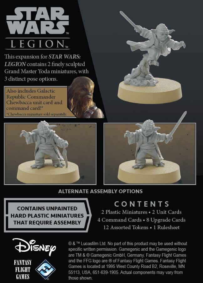 Star Wars: Legion Grand Master Yoda COMMANDER EXPANSION - The Iconic Jedi Master! Tabletop Miniatures Strategy Game for Kids and Adults, Ages 14+, 2 Players, 3 Hour Playtime, Made by Atomic Mass Games