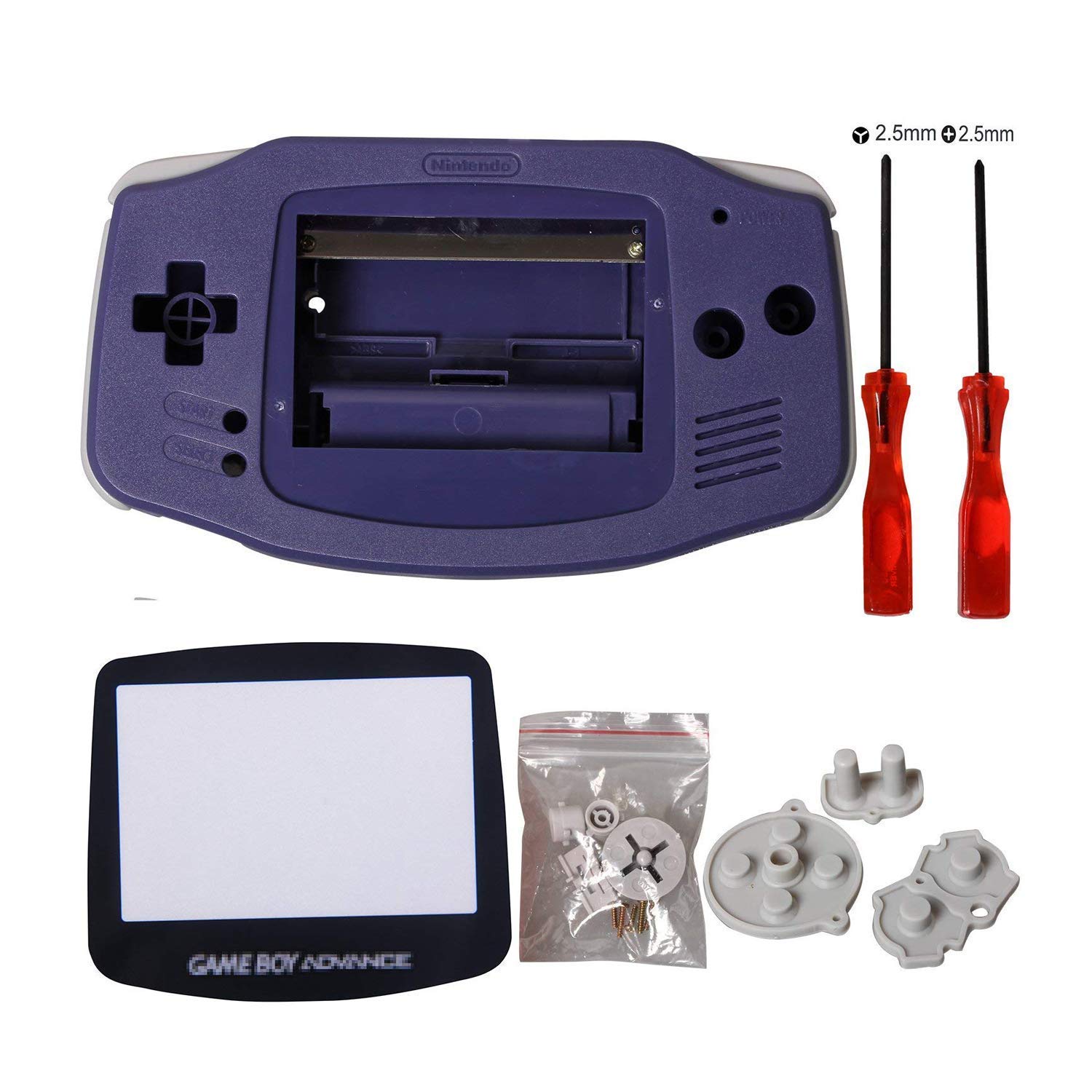 eJiasu GBA Shell, GBA Case, Full Parts Replacement Housing Shell Repair Part Case Cover for Gameboy Advance GBA (1PC GBA Shell Blue with Lens and Screwdriver)