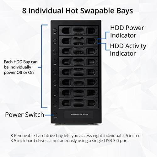 Syba 8 Bay Tool Less Tray Hot Swappabe 2.5" 3.5" SATA Non Raid External USB 3.0 Enclosure SY-ENC50119