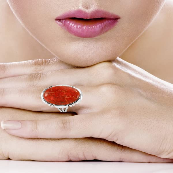 Turquoise Network Coral Ring Sterling Silver 925 Genuine Gemstones Size 6 to 11 (11)