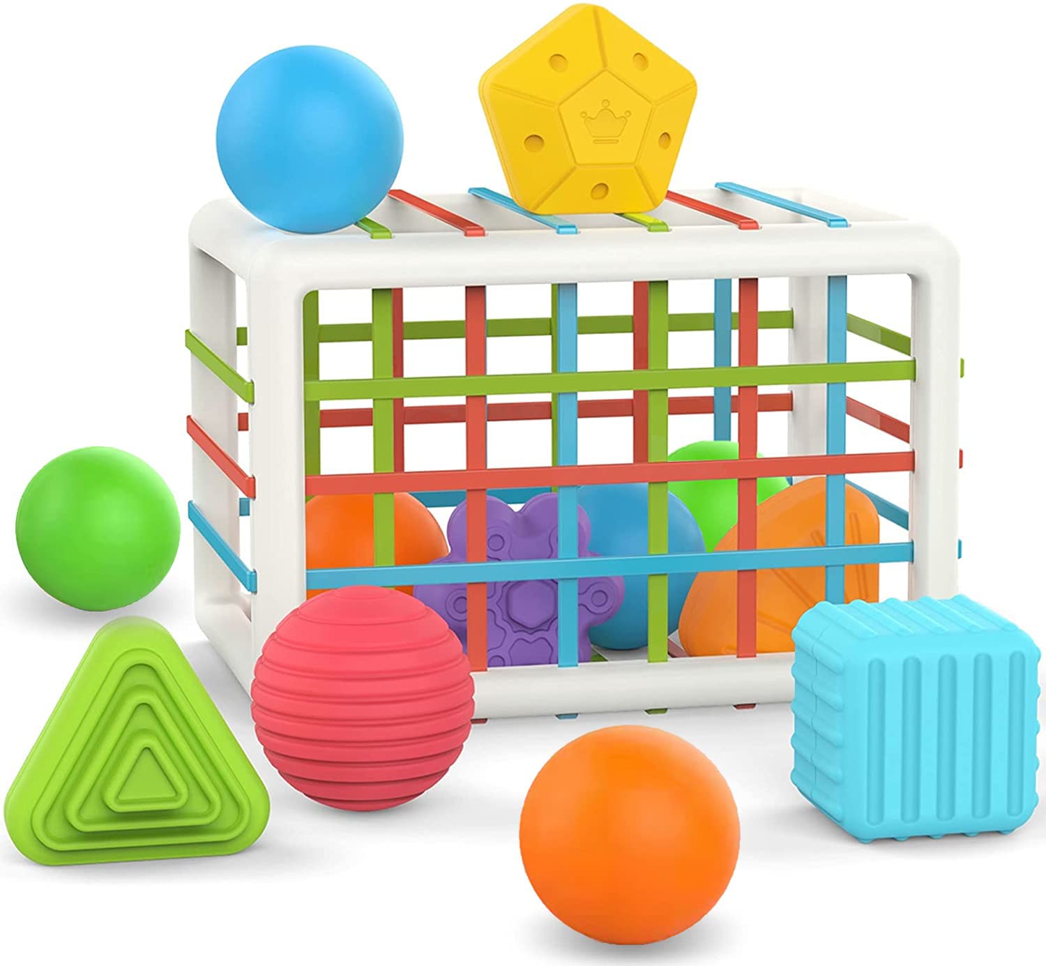 ZHUTI Toys for 2 3 4 5 Year Old Boys and Girls, Baby Shape Sorting Sensory Toy, Colorful Activity Cube, Multicolored 7x4.7x4.7 INCH