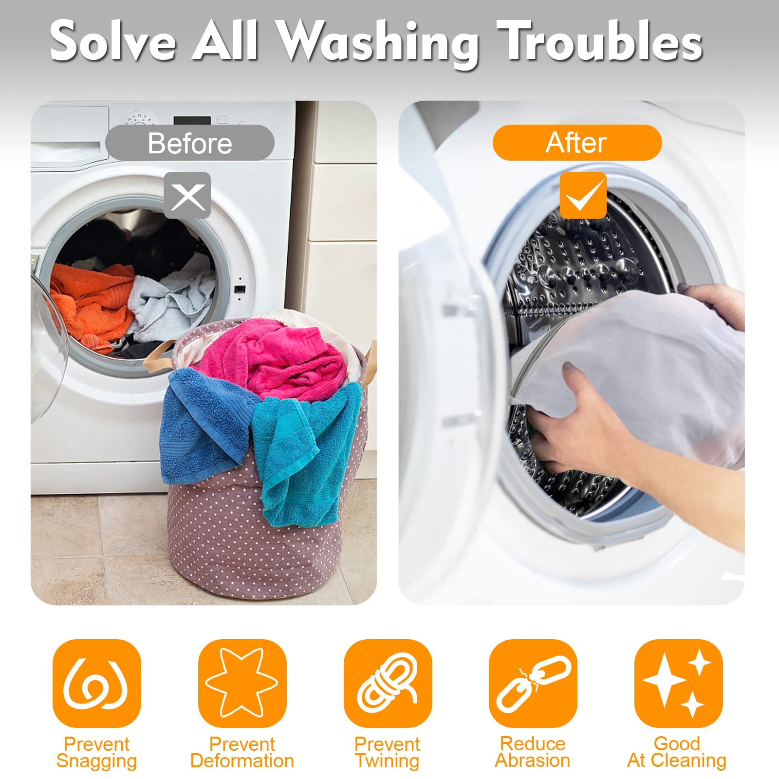 NAOKBOEE 5 Packs Mesh Laundry Bags for Delicates, Washing Machine Wash Bags, for Lingerie, Bra, Socks, Underwear, Baby Clothes, Travel Storage(2 Large, 2 Medium, 1 Small)