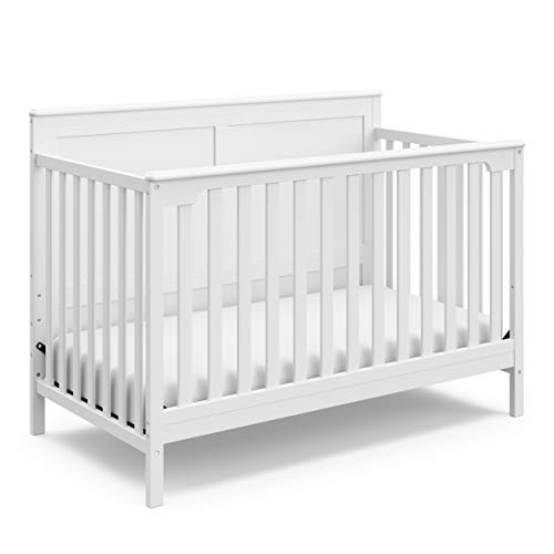 Storkcraft Alpine 5-in-1 Convertible Crib (White) â GREENGUARD Gold Certified, Converts to Toddler Bed and Full-Size Bed, Fits Standard Full-Size Crib Mattress, Adjustable Mattress Support Base
