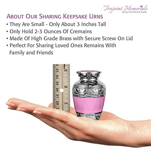 Trupoint Memorials Cremation Urns for Human Ashes - Decorative Urns, Urns for Human Ashes Female & Male, Urns for Ashes Adult Female, Funeral Urns - Light Pink, 1 Small Keepsake