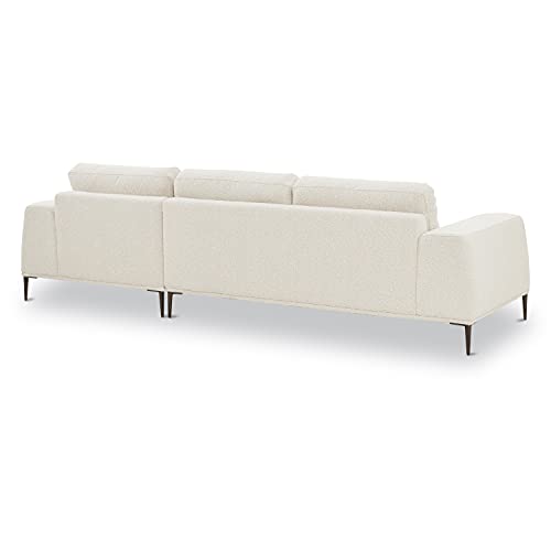 POLY & BARK Rue Right-Facing Sectional Sofa, Crema White Boucle