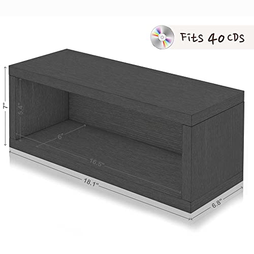 Way Basics Stackable Media Storage Rack Shelving and Organizer - Holds 40 CDs, Charcoal Black