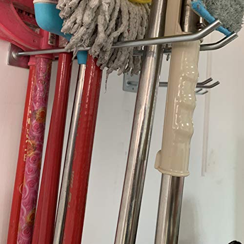 Wall-Mounted Steel Long-Handled Tools Storage Rack, 12 Inch Steel Garage Utility Double Hooks Organizing Ladders, Rakes, Hose, Shovel, Brooms, Max Capacity 55Lbs (Pack of 2 )