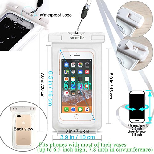 smartlle Waterproof Phone Pouch Holder, 2 Pack IPX8 Waterproof Phone Case Underwater Dry Bag for iPhone 13 12 11 Pro Max XR,XS,X,8,7,6 Plus, SE, Galaxy S22 21/Note, LG,7β, Beach Pool Water Activities