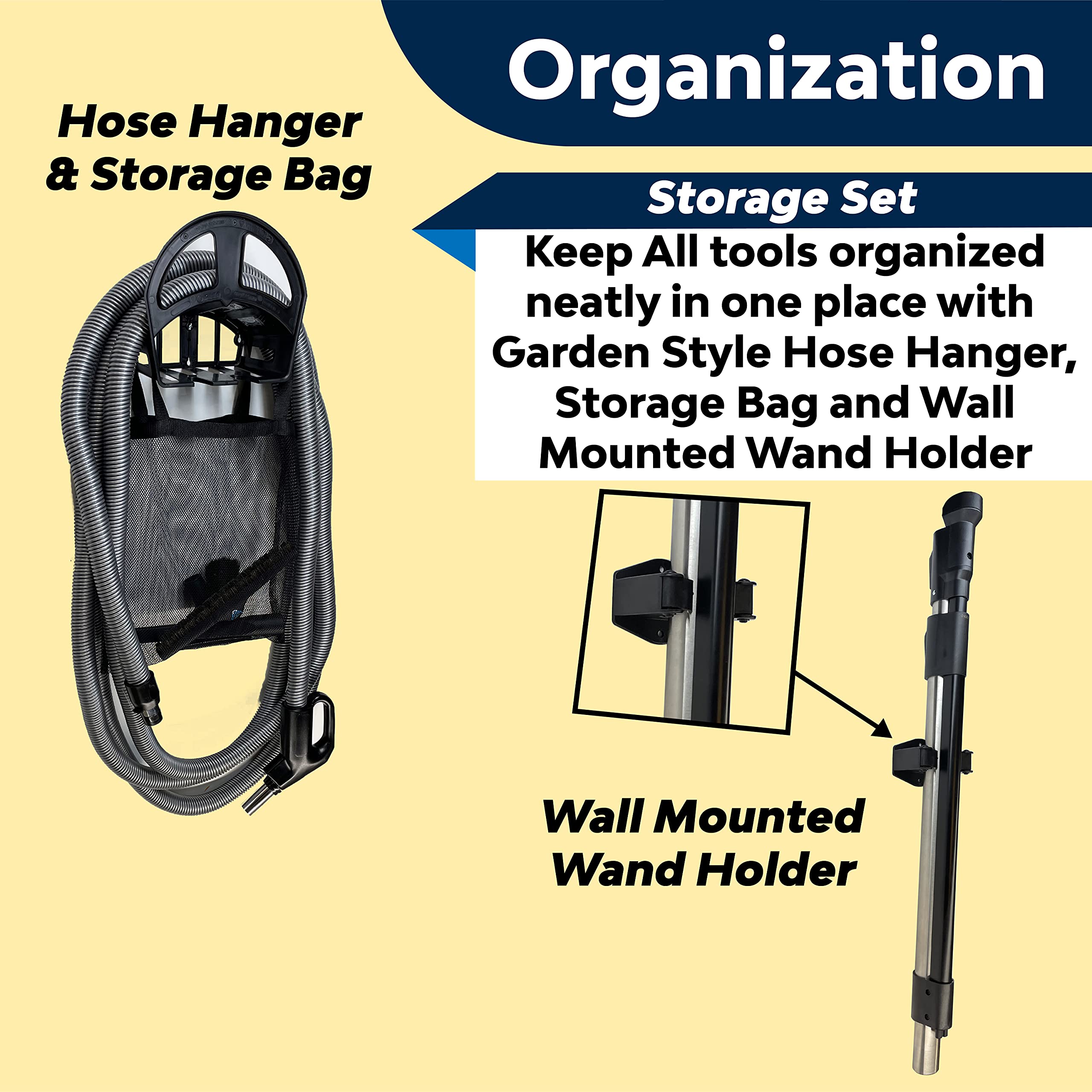 Merchandise Mecca Palazzo Central Vacuum Kit with Pigtail Hose, Power Head & Tools - Works with All Brands of Central Vacuum Units (30' Direct Connect)