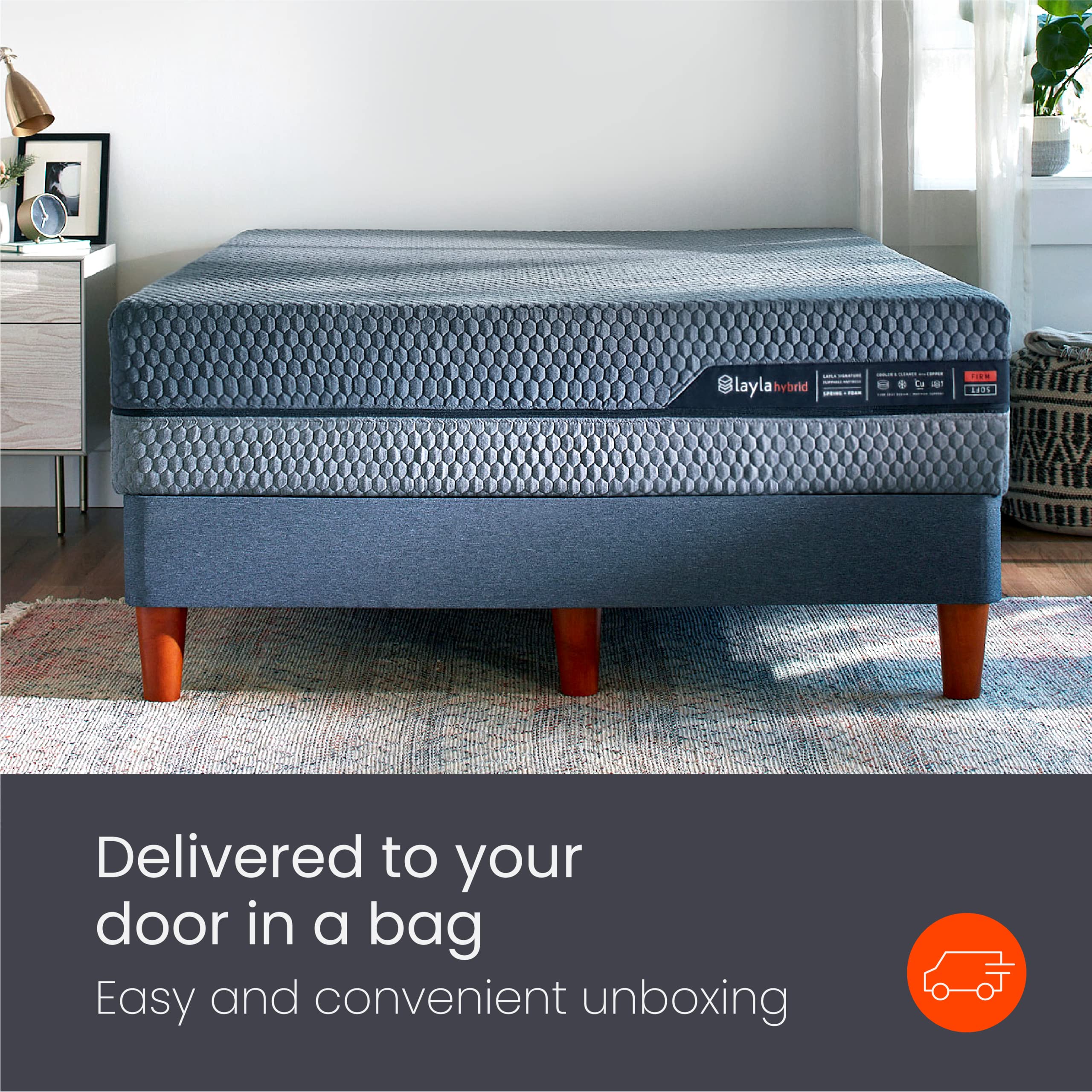 Layla 13” Hybrid Mattress, Flippable Between Firm & Medium Soft Comfort, Motion Minimizing (Cal King)