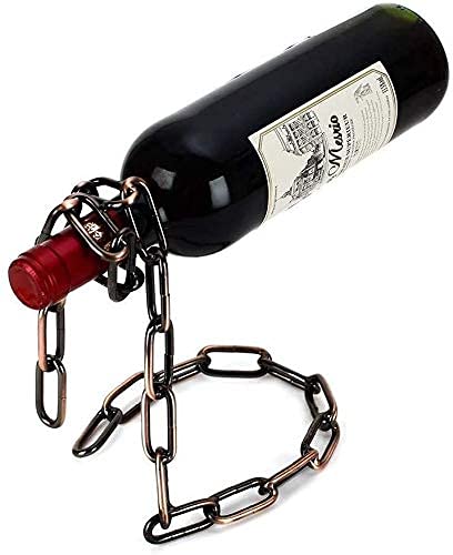 TBWHL Novelty Magic Wine Bottle Holder Floating Steel Link Chain Wine Bottle Rack/Holder - Holds Bottles in The Air (Brown)