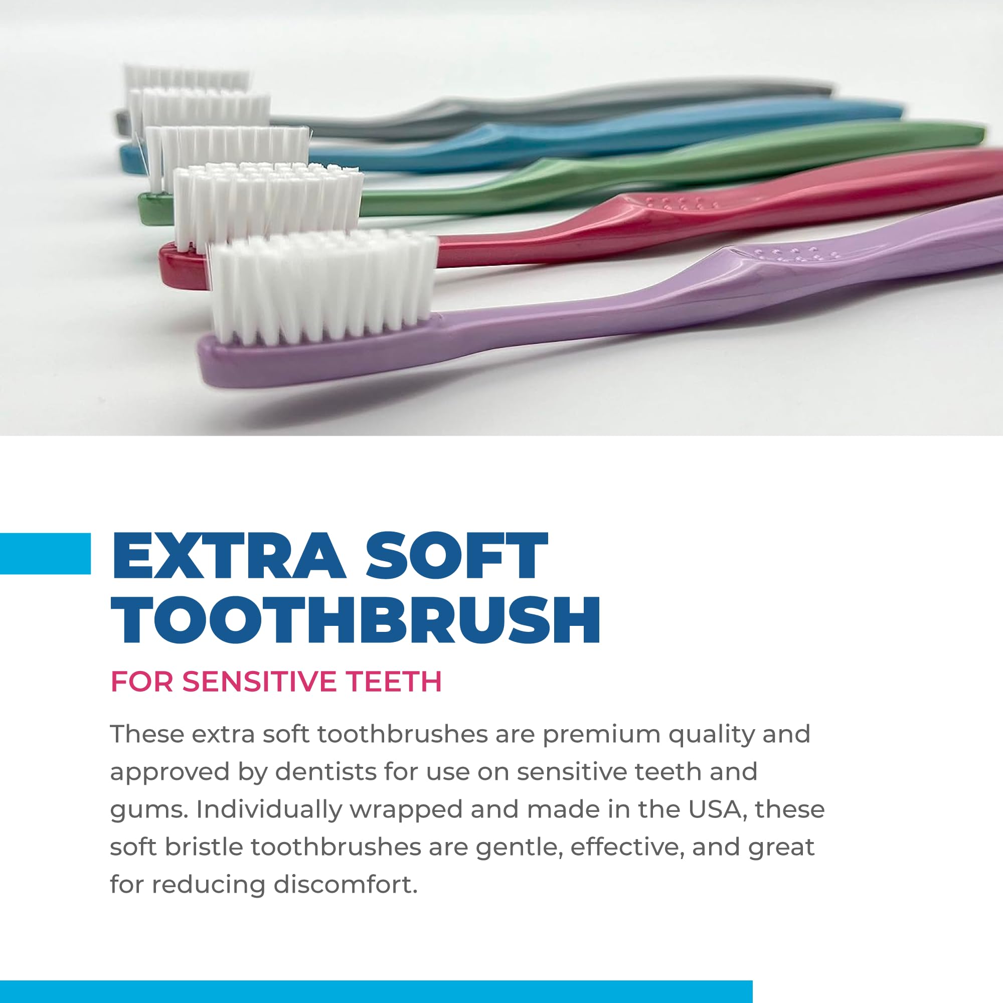 Tess Oral Health Extra Soft Toothbrush - Sensitive Teeth and Gums Extra Soft Bristle Toothbrushes (1 Dozen)