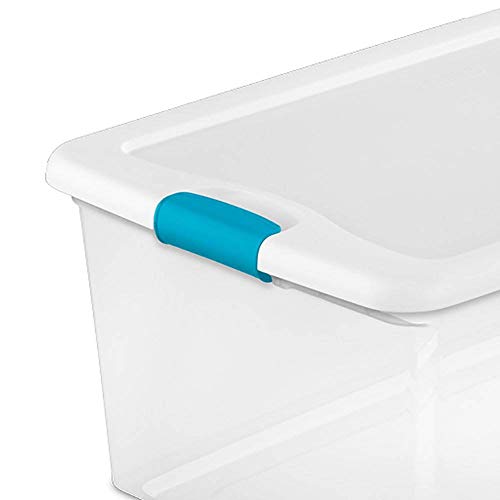 Sterilite 14998004 106 Quart White/Clear Plastic Storage Box With Blue Aquarium Latches4