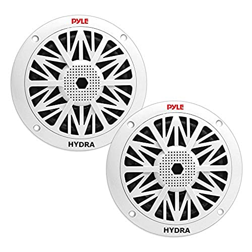 Pyle 5.25 Inch Dual Marine Speakers - 2 Way Waterproof and Weather Resistant Outdoor Audio Stereo Sound System with 150 Watt Power, Poly Carbon Cone, Cloth Surround and Low Profile Design - 1 Pair
