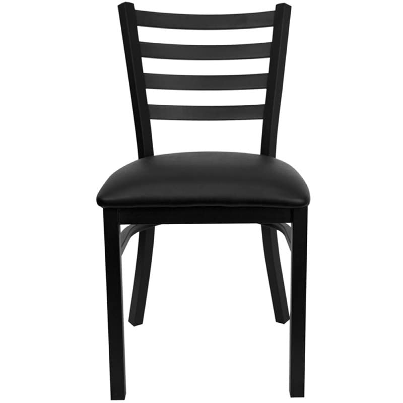 Pemberly Row 19.5" Industrial Metal Ladder Back Dining Chair in Black