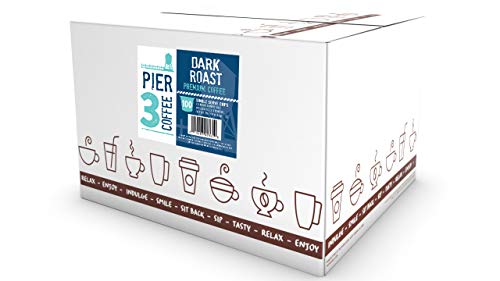 Pier 3 Dark Roast Coffee Pods, Compatible with 2.0 K-Cup Brewers, 100 Count