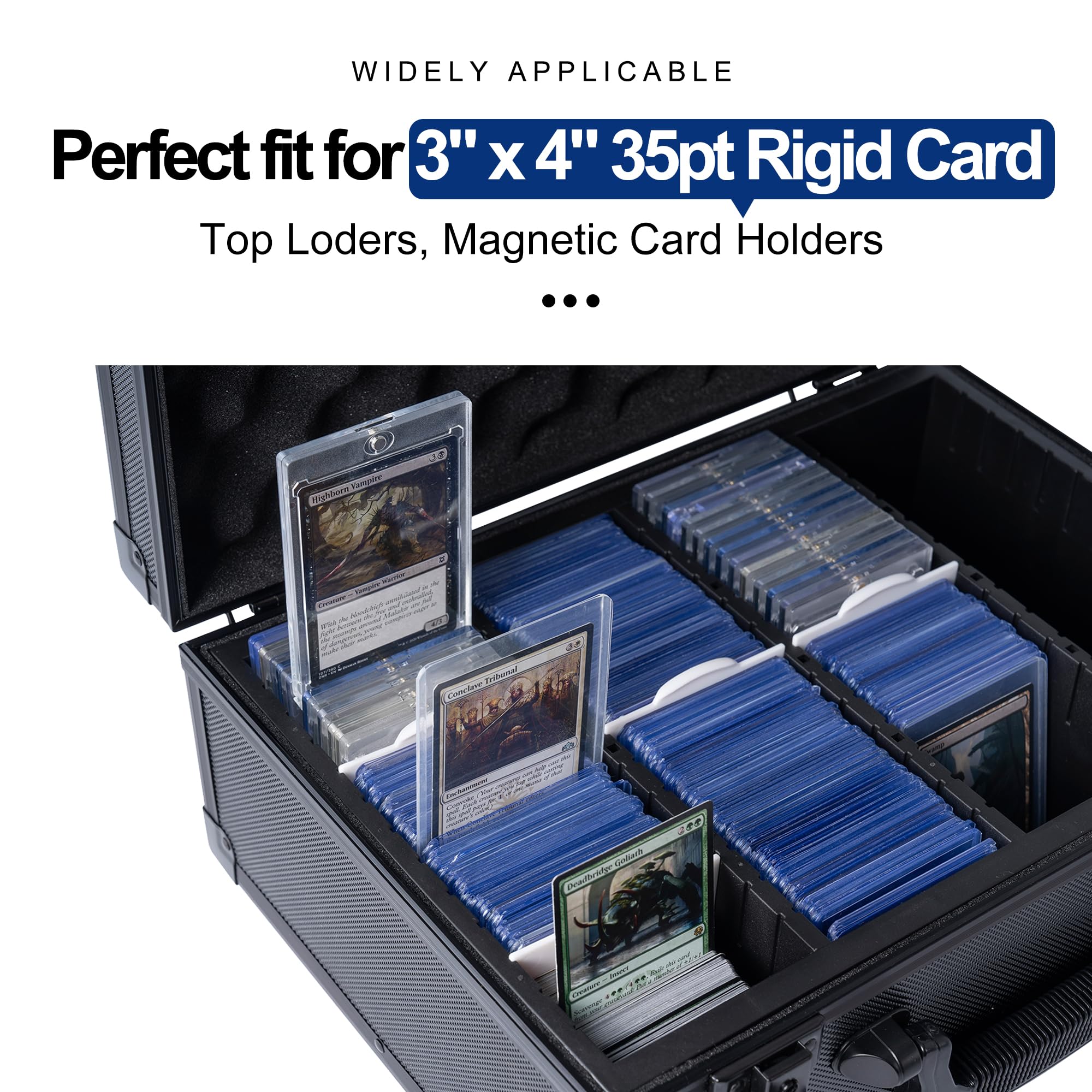 D DACCKIT Toploader Storage Box - Hard Case for 3" x 4" Rigid Card Holders for Trading Cards & Sports Cards (Holds 400+ Toploaders)