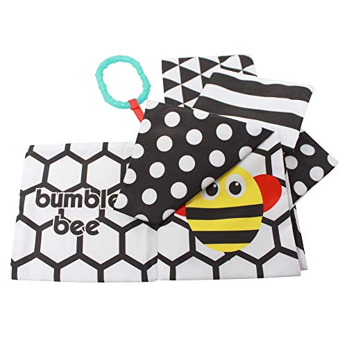 Sassy Peek-a-Boo Activity Book with Attachable Link for On-The-Go Travel | Black & White | for Ages Newborn and Up