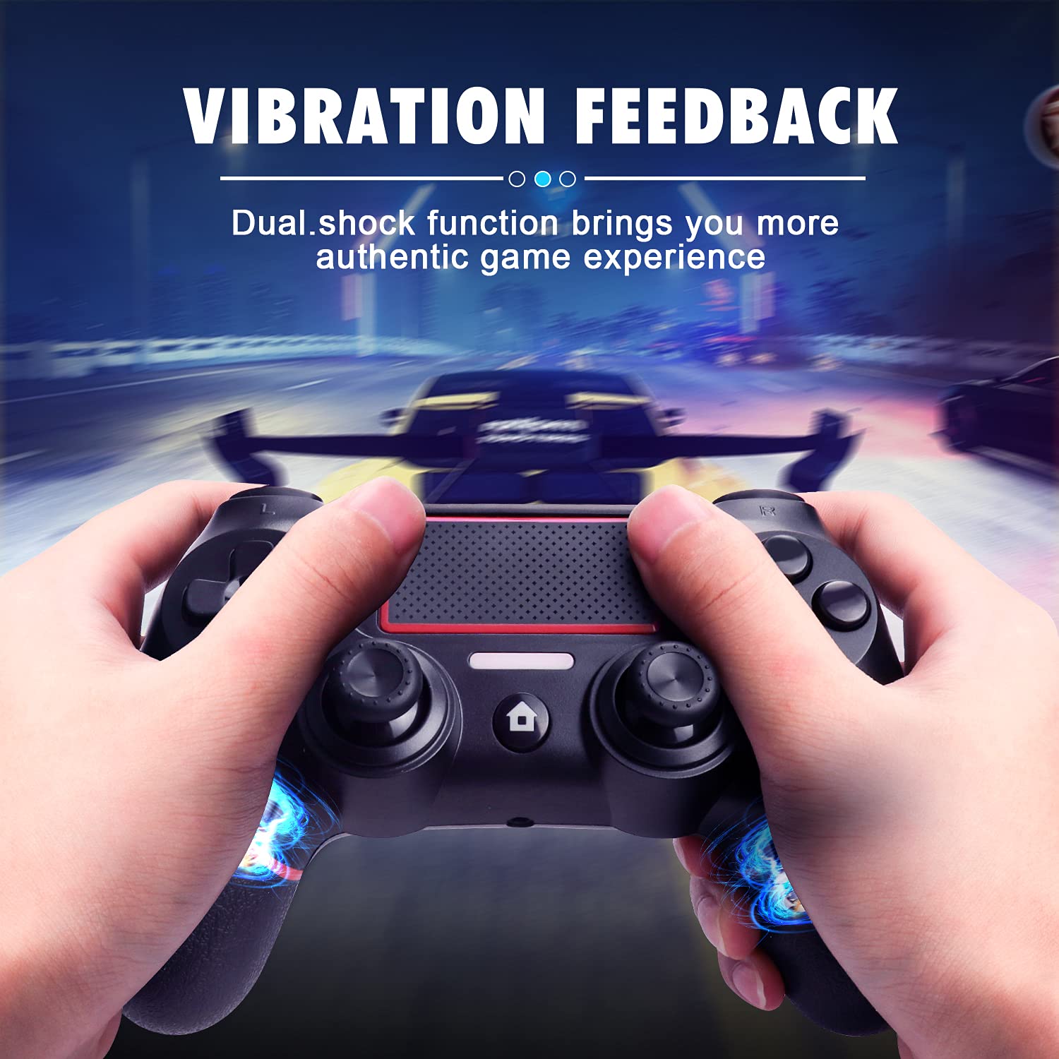 ORDA Wireless Game Controller Compatible with PS4/PC,with Motion Motors, Mini LED Indicator and Anti-Slip Design - Red