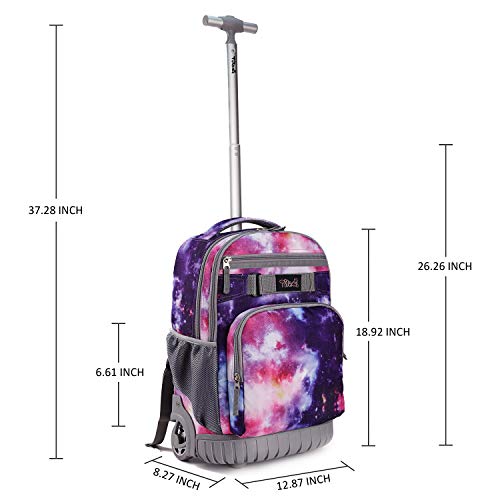 Tilami Rolling Backpack 19 inch with Lunch Bag Wheeled Laptop Backpack, Galaxy Purple