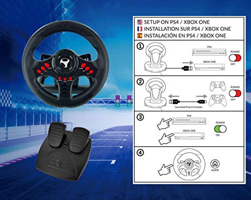 SUBSONIC SA5426 Racing Wheel Universal with Pedals for Playstation 4, PS4 Slim, PS4 Pro, Xbox One, Xbox One S, PS3