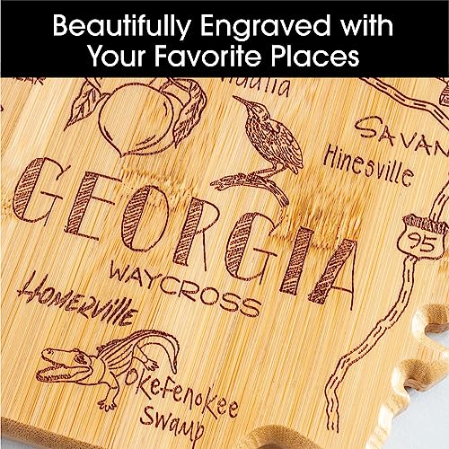 Totally Bamboo Destination Georgia State Shaped Serving and Cutting Board, Includes Hang Tie for Wall Display