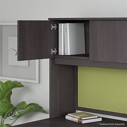 Studio C 72W x 36D U Shaped Desk with Hutch, Bookcase and File Cabinets in Storm Gray
