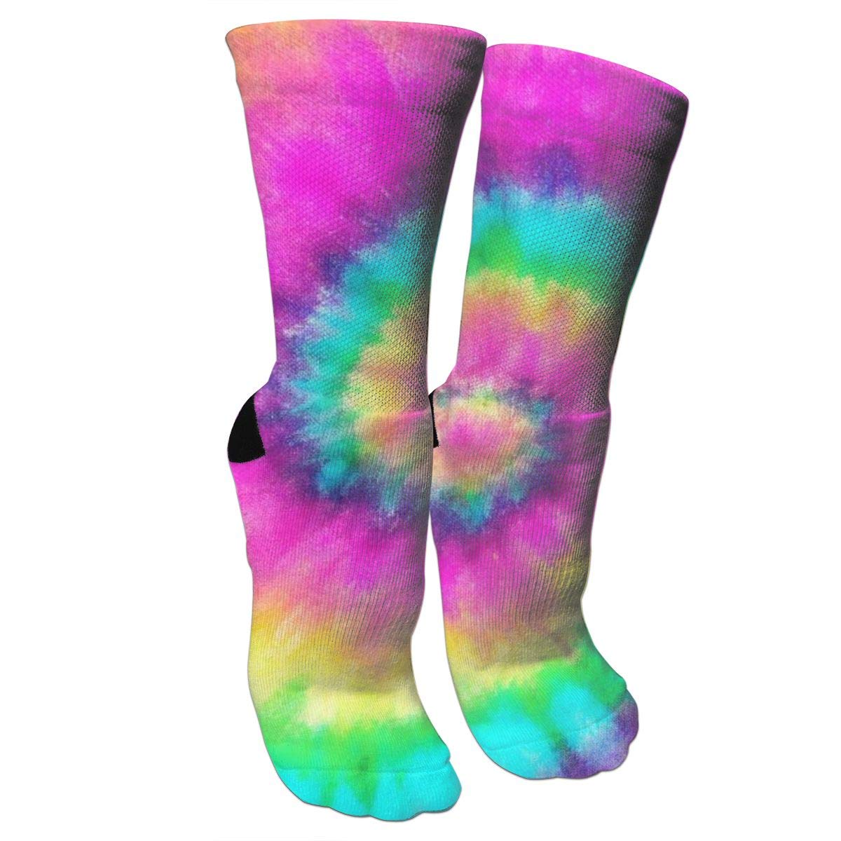 ULQUIEOR Women's Spiral Tie Dye Cotton Moisture Wicking Extra Heavy Cushion Novelty Sport/Hiking/Working Crew Socks