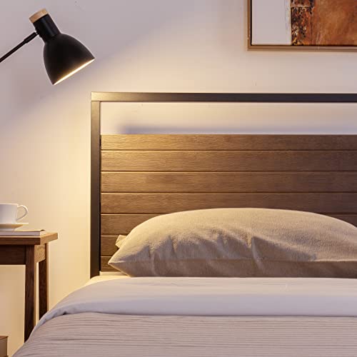 ZINUS Suzanne 37 Inch Bamboo and Metal Platform Bed Frame / Solid Steel Construction / No Box Spring Needed / Wood Slat Support / Easy Assembly, Grey Wash, Full