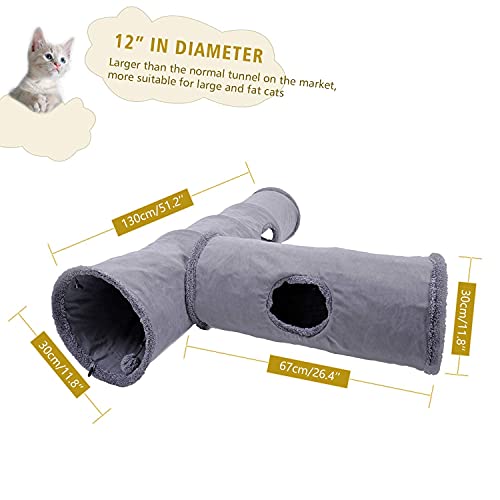 Speedy Pet Collapsible Cat Tunnel, Cat Toys Play Tunnel Durable Suede Hideaway Pet Crinkle Tunnel with Ball S
