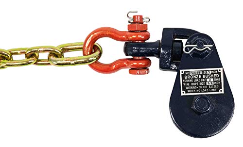 Mytee Products 2 Ton Snatch Block with Chain Flatbed Tow Truck Rollback Wrecker Car Carrier Cable