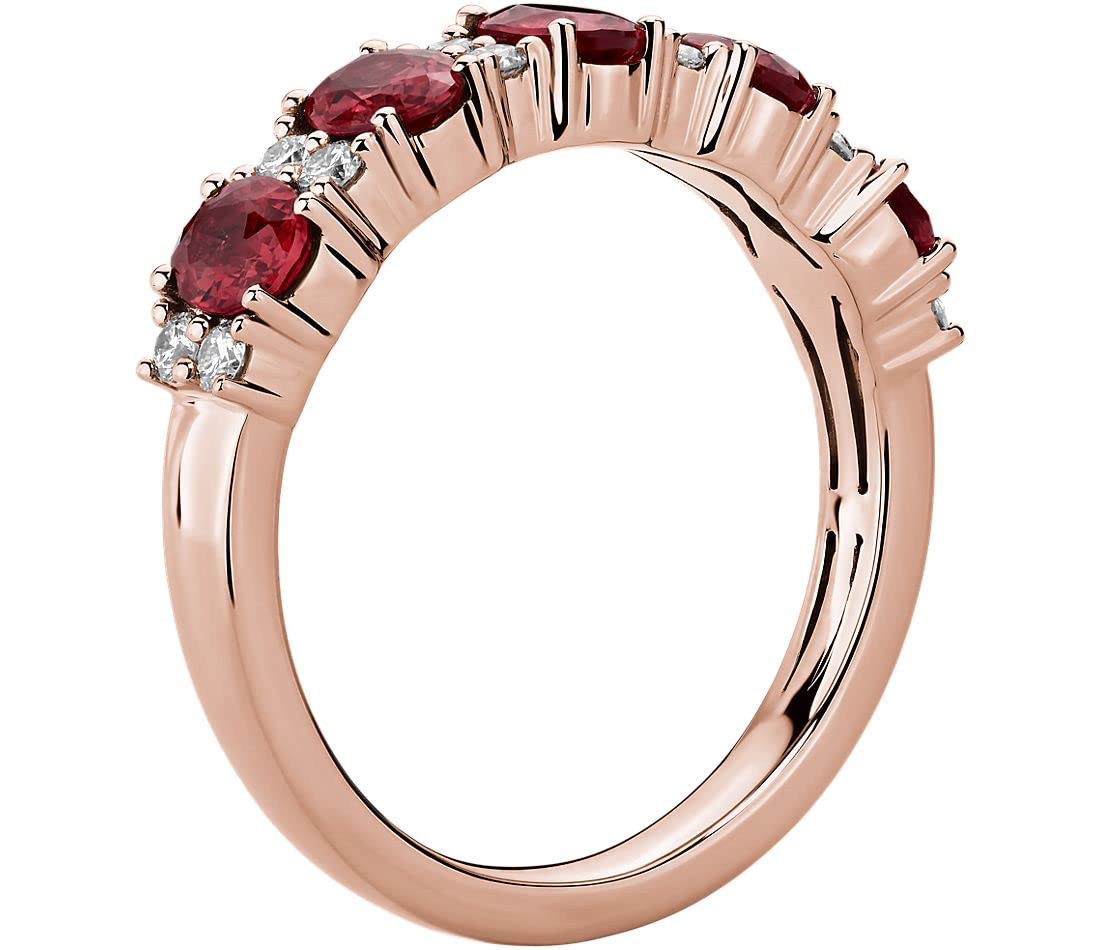 Jewelrygift 18K Rose Gold Plated Eternity Band Ring Created-Ruby Gtone Chakra Healing Birthstone Daliy Wear Party Wear Jewelry for Women and Ring : 9