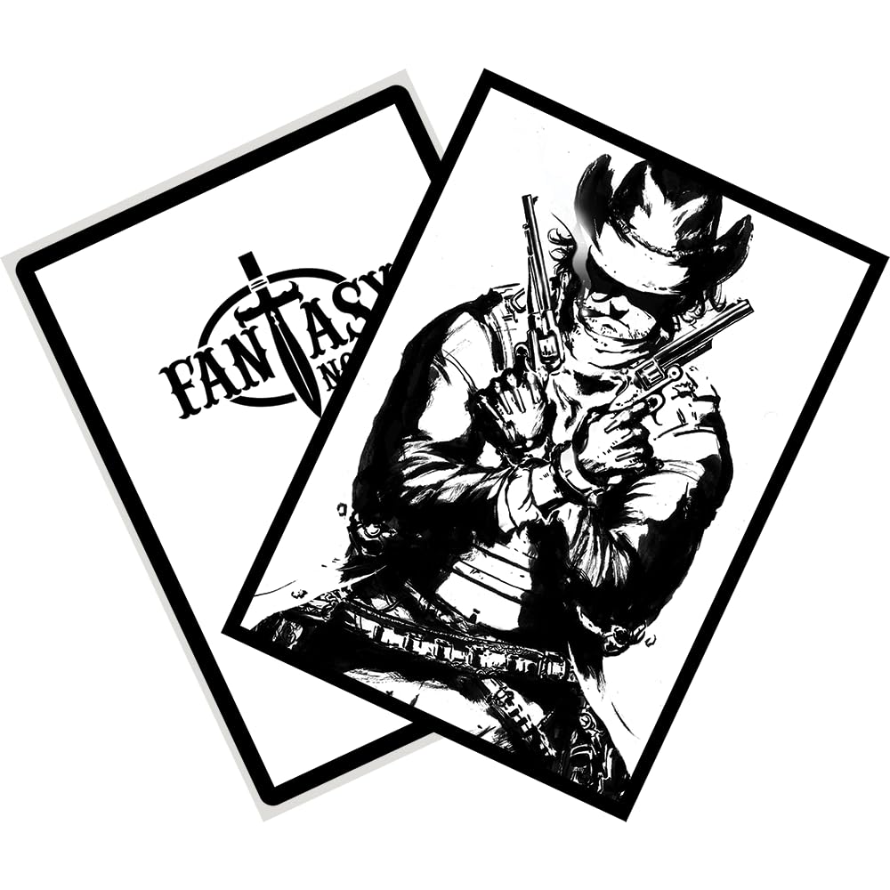 Fantasy North - James West - Gunslinger - 100 Smooth Matte TCG Trading Card Sleeves – Black Border - Fits Magic MTG Commander Pokemon and Other Card Games - Playing Card Sleeves