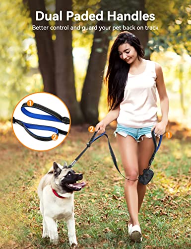 YOUTHINK Double Dog Leash, Dog Walking Leash 2 Dogs up to 180lbs, Comfortable Adjustable Dual Padded Handles, Bonus Pet Waste Bag (Double Dog Leash)