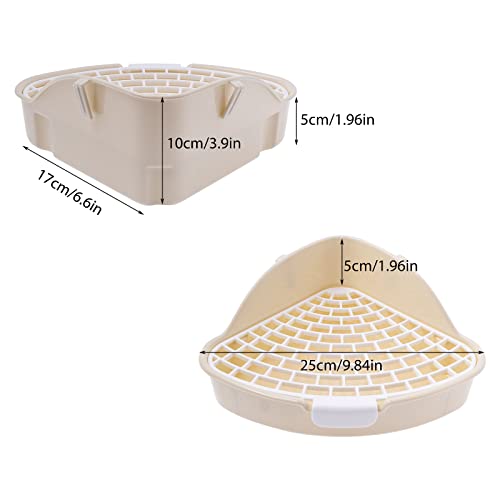 Triangle Potty Trainer Corner Litter Bedding Box Pet Pan for Small Animal/Rabbit/Guinea Pig/galesaur/Hamster/Ferret(White)(9.64"x6.89"x4")