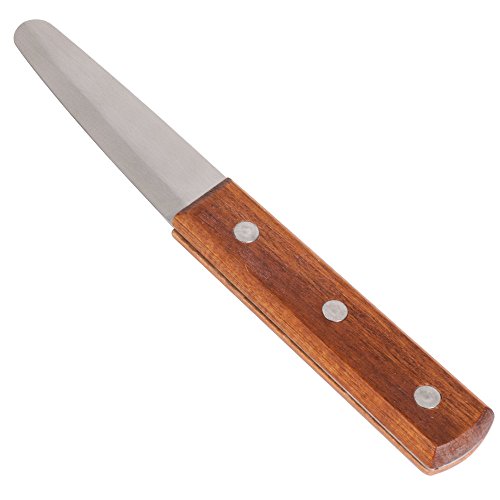Tezzorio (Set of 2) 7-Inches Clam Knife with Riveted Wood Handle, 3-inch Stainless Steel Blade, Seafood Clam Shucking Knives