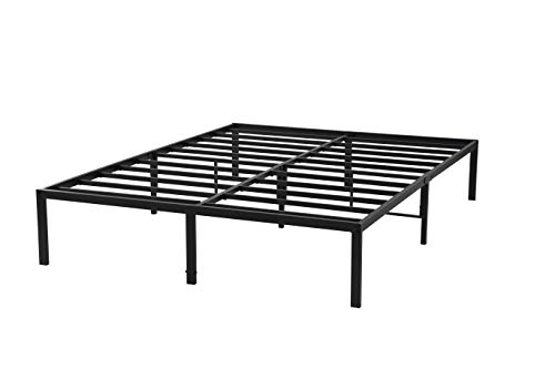 Sleeplace 14 Inch Heavy Duty Steel Slat Bed Frame/Non-Slip/Under-Bed Storage/No Box Spring Needed/No Squeaking/Bedroom Basic/Modern, Black, King