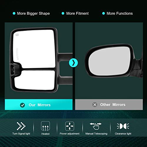 SCITOO Towing Mirrors Rear View Mirrors Fit for 2014-2018 for Chevy Silverado/for GMC Sierra 1500 2015-2018 for Chevy Silverado/for GMC Sierra 2500 HD 3500HD with Power Heated Signal Backup Light