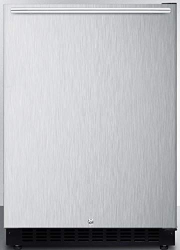 Summit Appliance AL54SSHH Built-in Undercounter ADA Compliant 4.8 cu.ft. 24" Wide All-refrigerator with Wrapped Stainless Steel Door, Horizontal Handle, Black Cabinet, Door Storage and Digital Control
