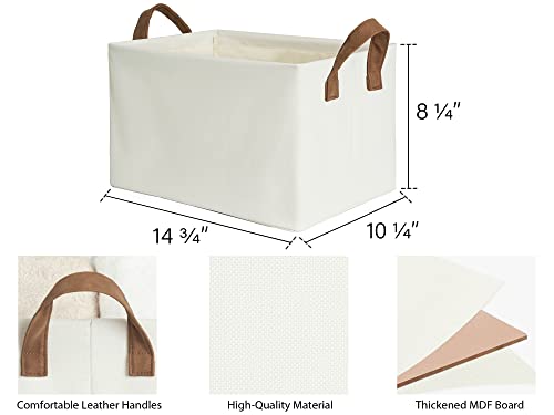 StorageWorks Storage Bins For Shelves With Metal Frame, Rectangle Storage Baskets, Beige, 2-Pack