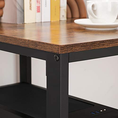 VASAGLE ALINRU Computer Desk, 47.2-Inch Wide Home Office Desk for Study, Writing Desk with 2 Shelves on Left or Right, Steel Frame, Industrial, Rustic Brown and Black ULWD47X