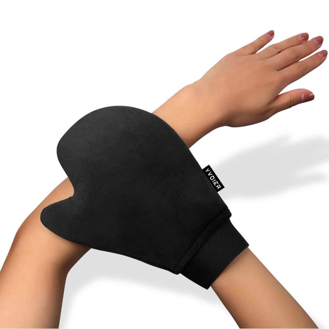 Yvoier Self Tanning Mitt Applicator - Elastic Wrist Tan Mitt Applicator Microfibre Tanning Lotion Applicator Self Tanning Glove Sunless Tanning Mitt Streak Free Tan for Tanner Spray Mousse Lotions