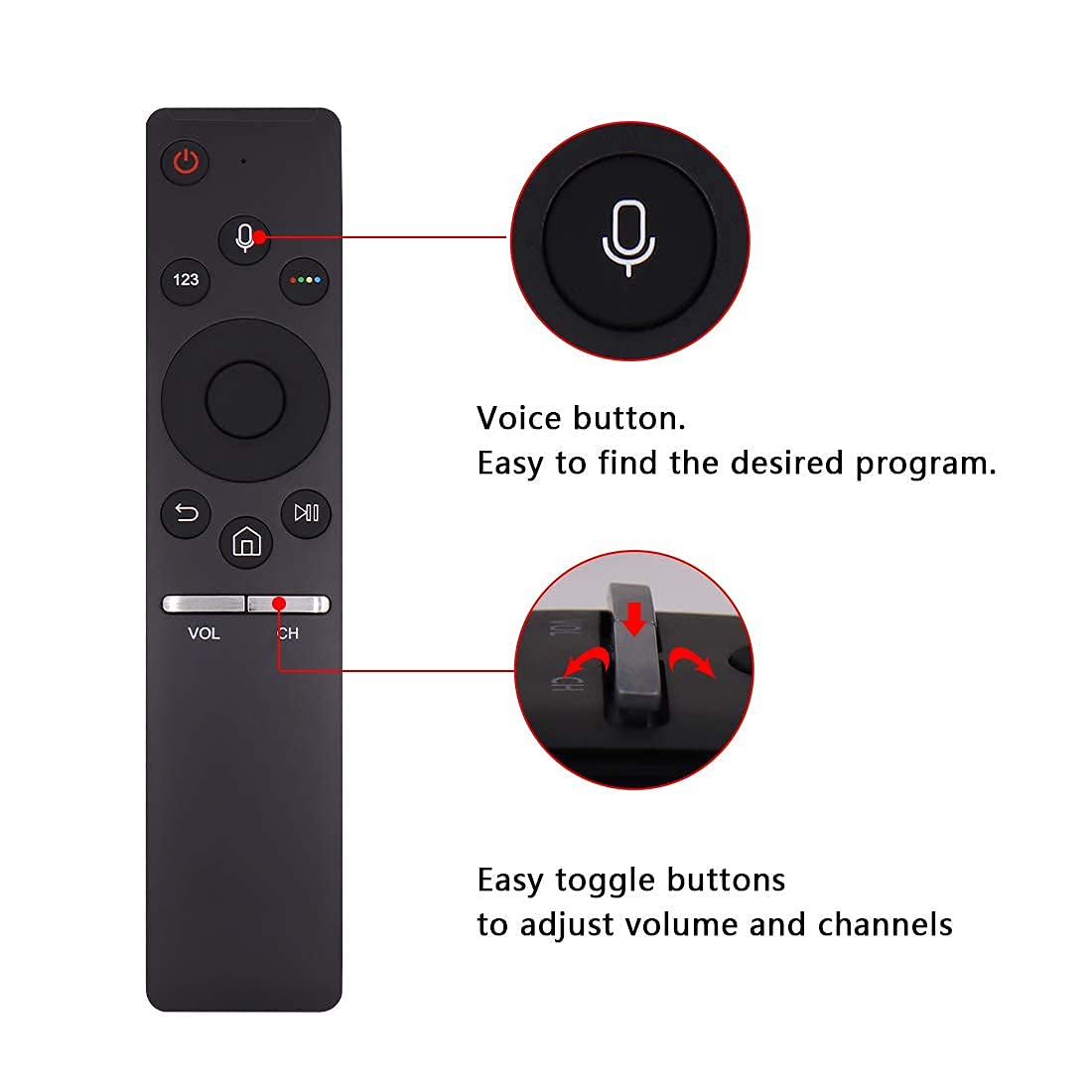Voice Replacement for Samsung-Smart-TV-Remote, BN59-01298A BN59-01298D BN59-01266A for Samsung Remote Control for Smart TV with Voice Function for Samsung Smart Curved Frame QLED LED LCD TVs