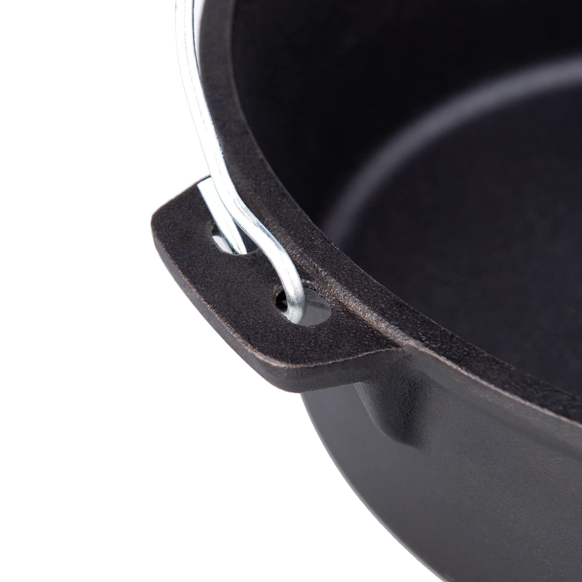 LACAST Cast Iron Camping Dutch Oven, 6-Quart Seasoned Cast Iron Pot with Lid Lifter, Perfect for Campfire or Fireplace Cooking (002)