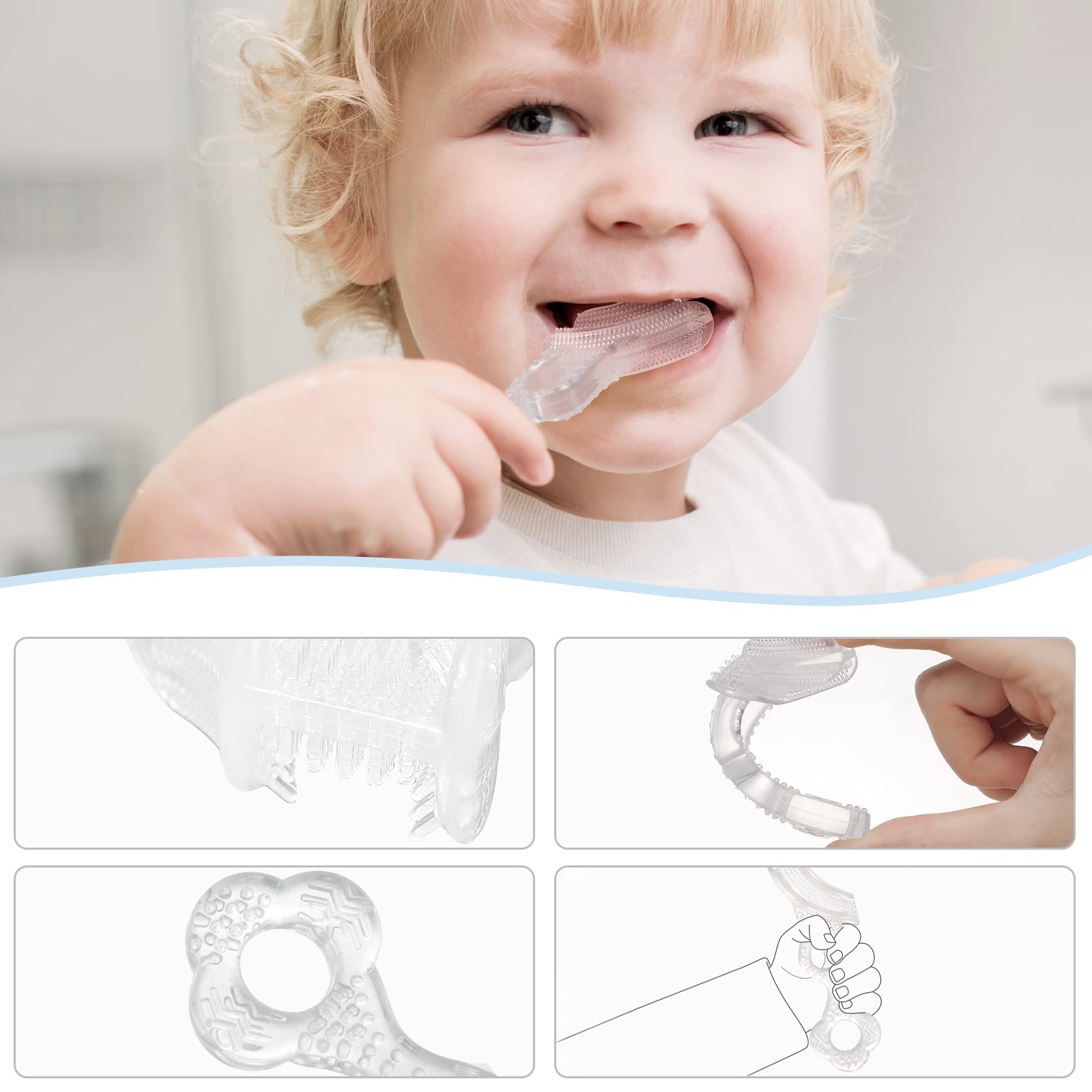 haakaa Training Toothbrush Set Oral Care Kit, Soft Silicone Toothbrush for Baby, Infants, Toddlers & Kids, Bluestone