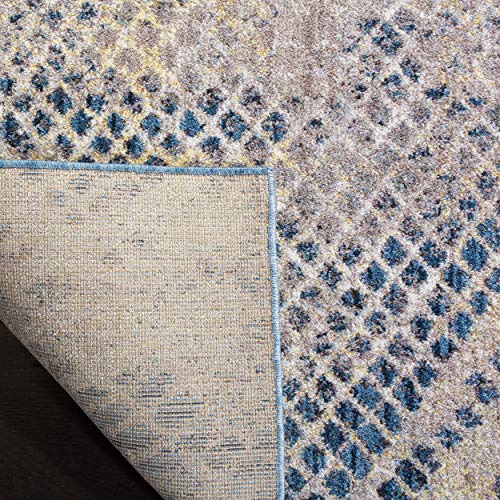 SAFAVIEH Monray Collection Area Rug - 8' x 10', Blue & Multi, Modern Abstract Distressed Design, Non-Shedding & Easy Care, Ideal for High Traffic Areas in Living Room, Bedroom (MNY656E)